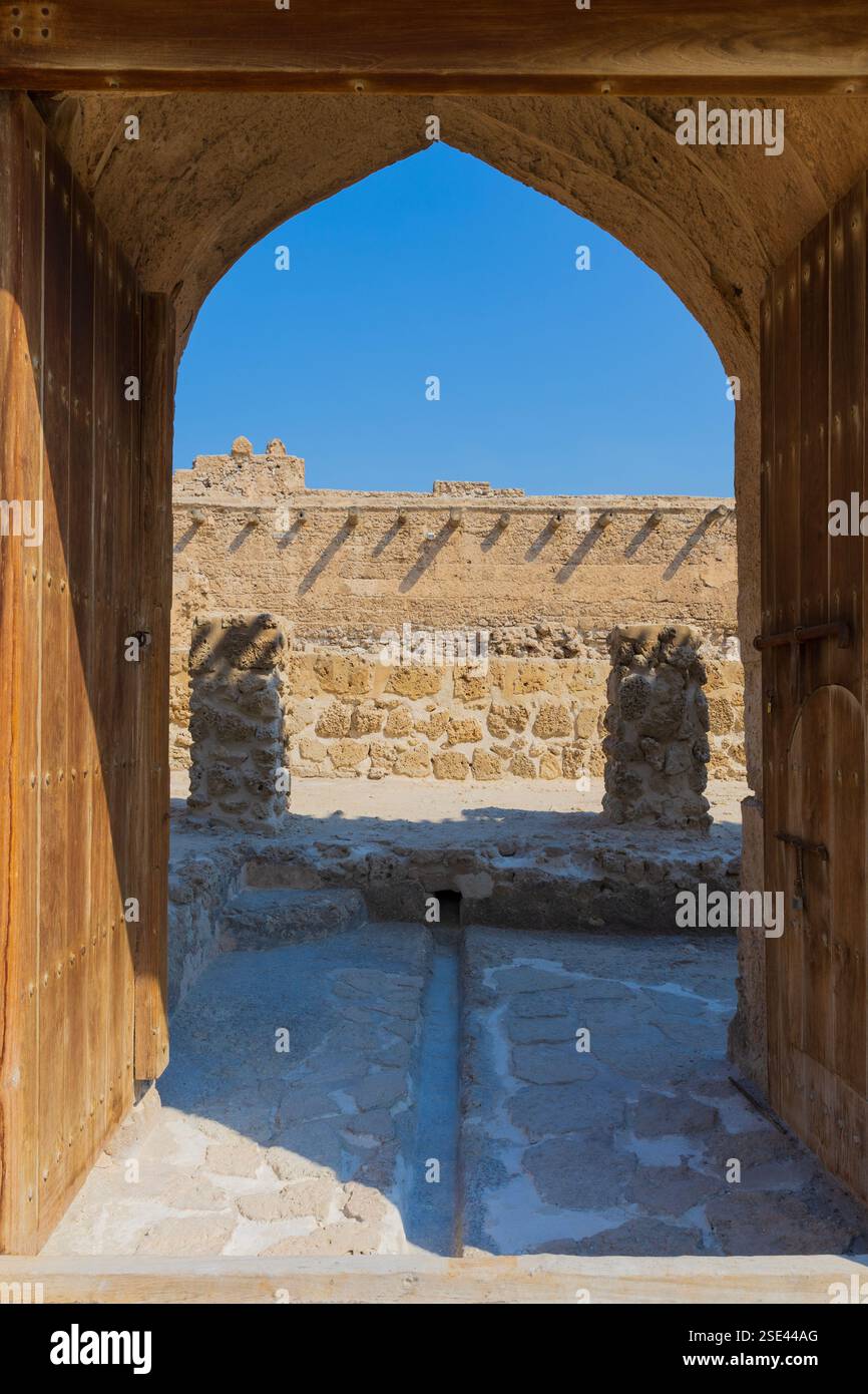 The main entrance to the 15th-century Arad Fort in Manama, Bahrain ...