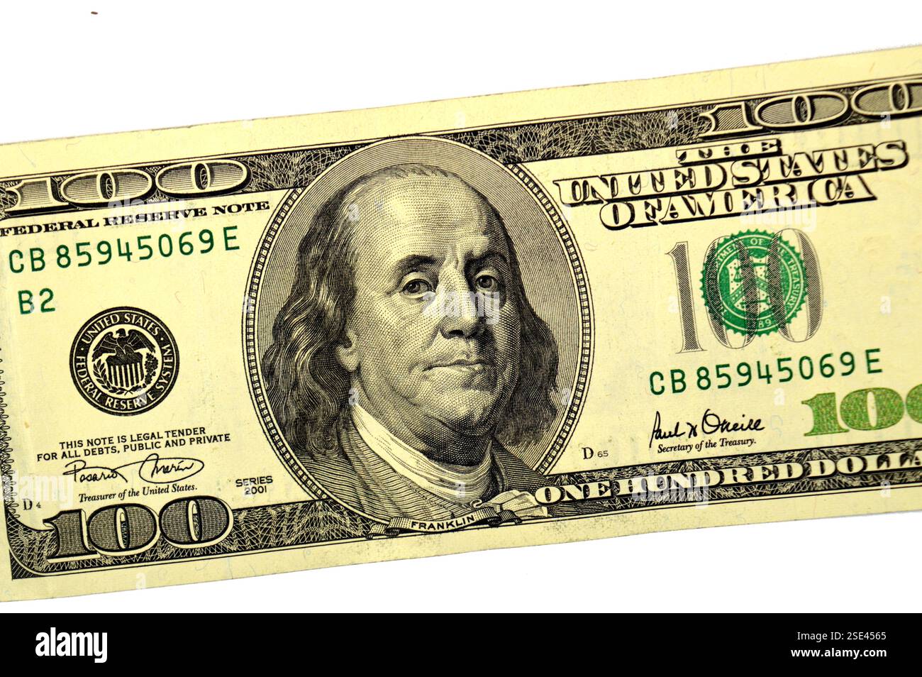 the obverse side of 100 one hundred dollar banknote currency series ...