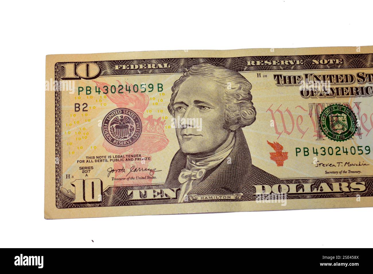 the Obverse side of 10 ten dollars bill banknote series 2017 with the ...