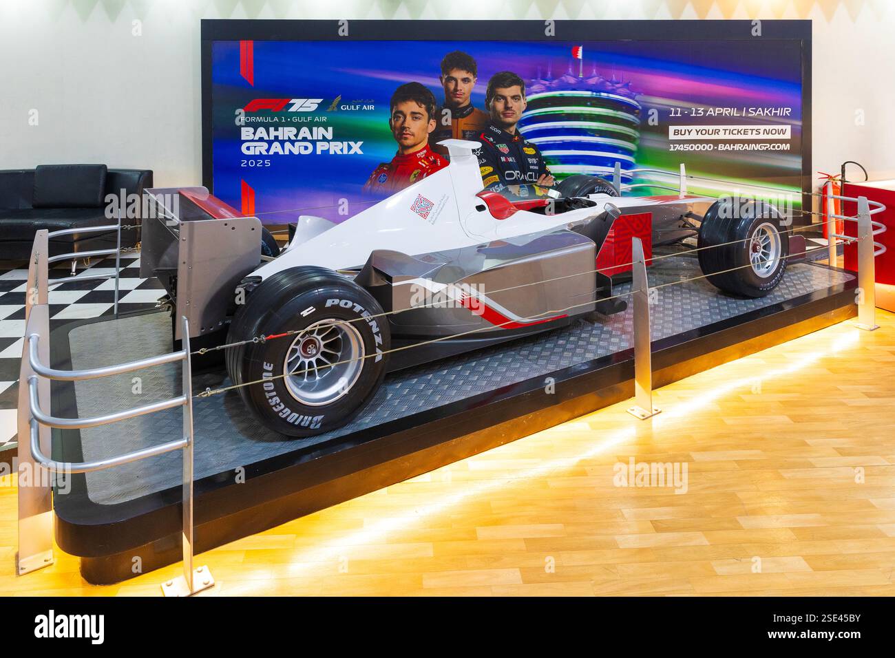 A formula 1 car on display at the Bahrain International Circuit in ...
