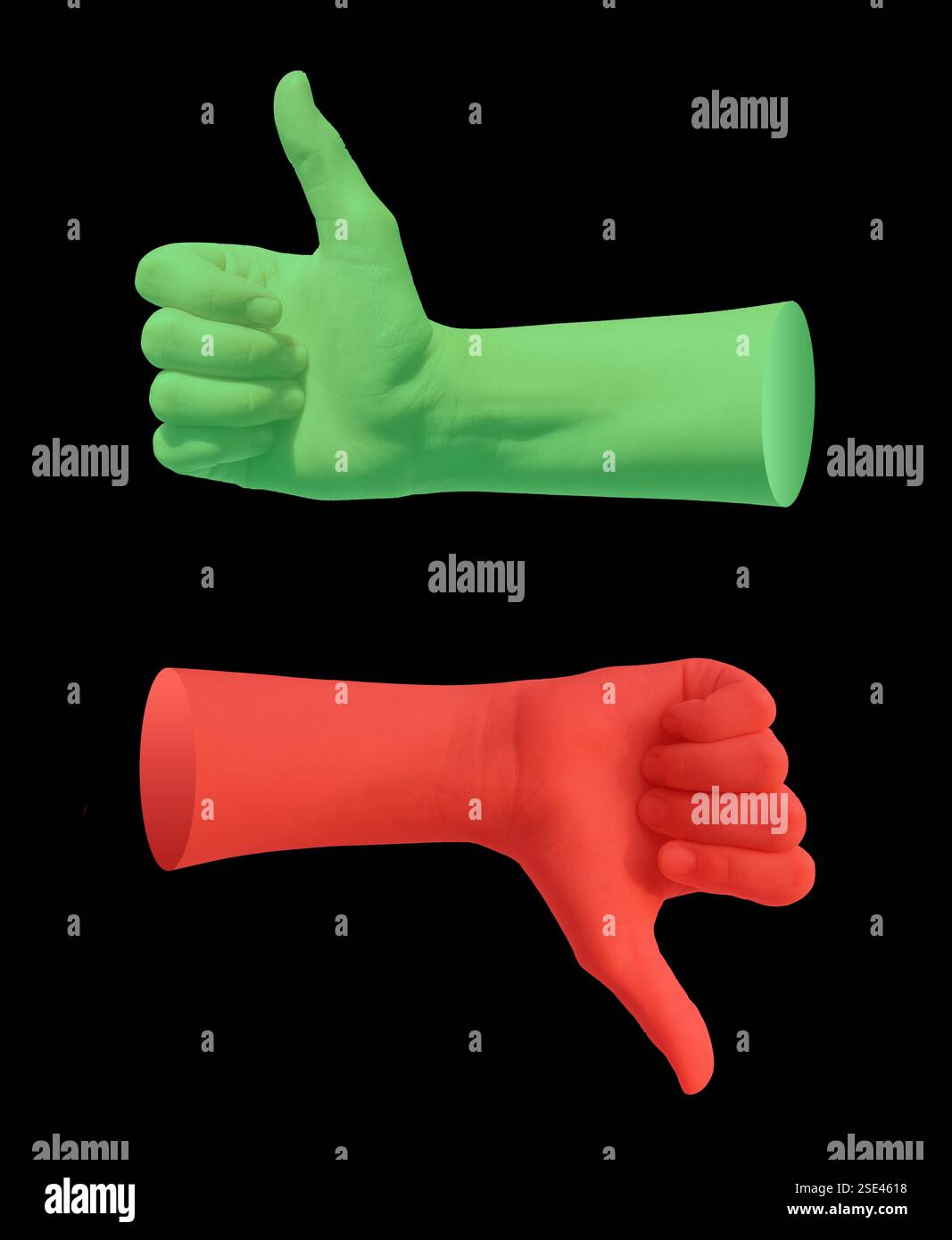 Thumbs up and down representing positive and negative feedback, choice ...