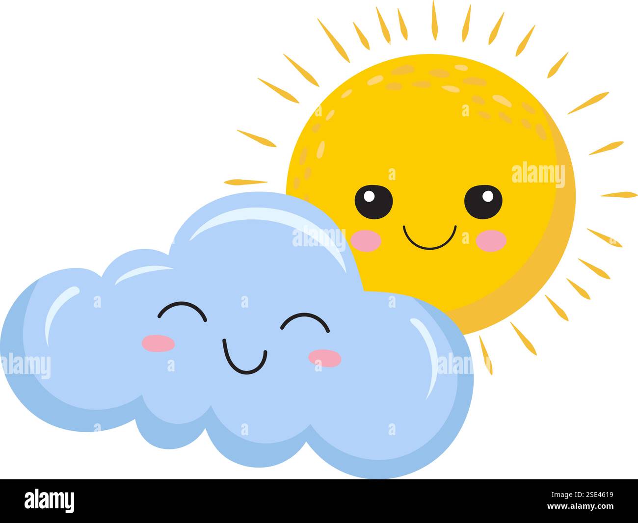 sun and cloud in doodle style isolated vector Stock Vector Image & Art ...