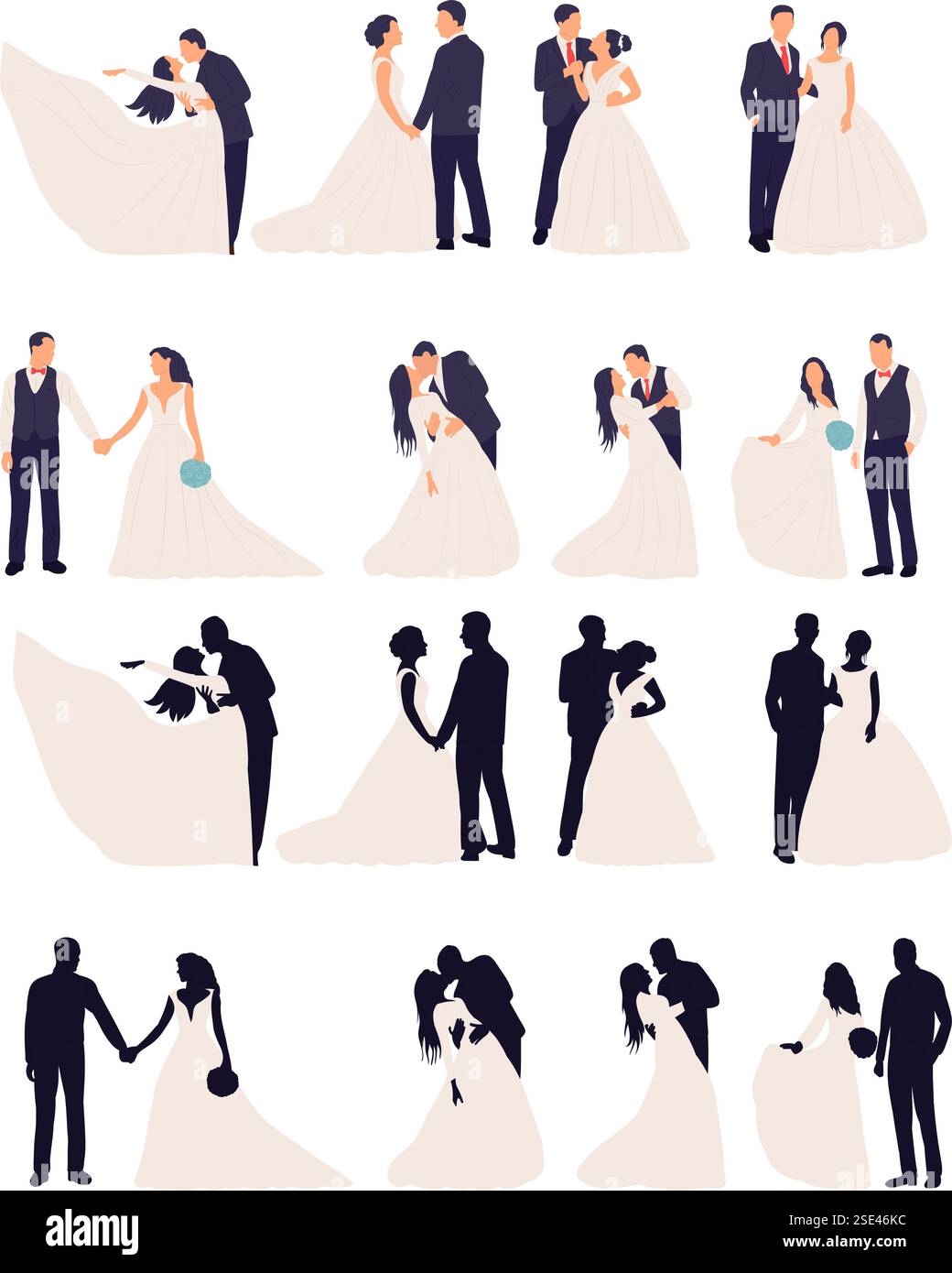 Bride groom silhouettes Stock Vector Images - Alamy