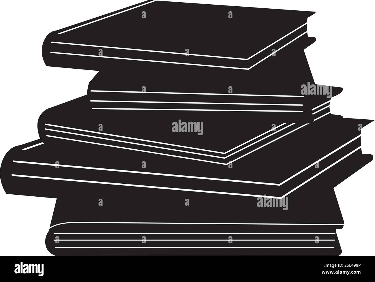 stack of books silhouette on white background isolated vector Stock ...
