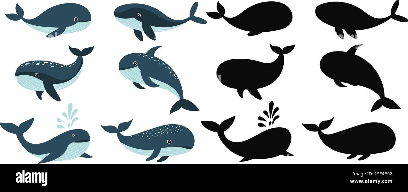 whales set on white background, vector Stock Vector Image & Art - Alamy