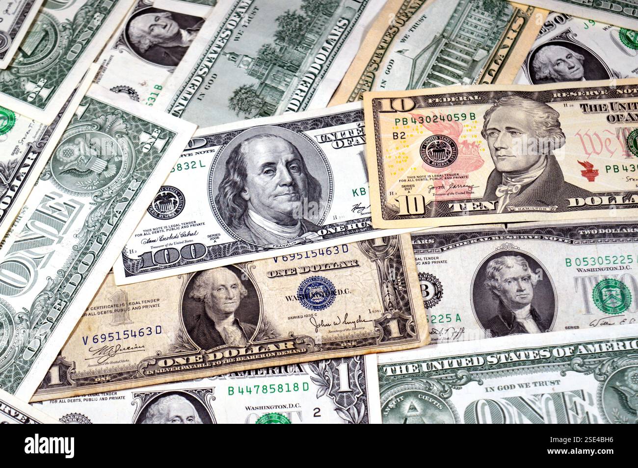 United States of America money banknotes, USD American dollars pile of ...