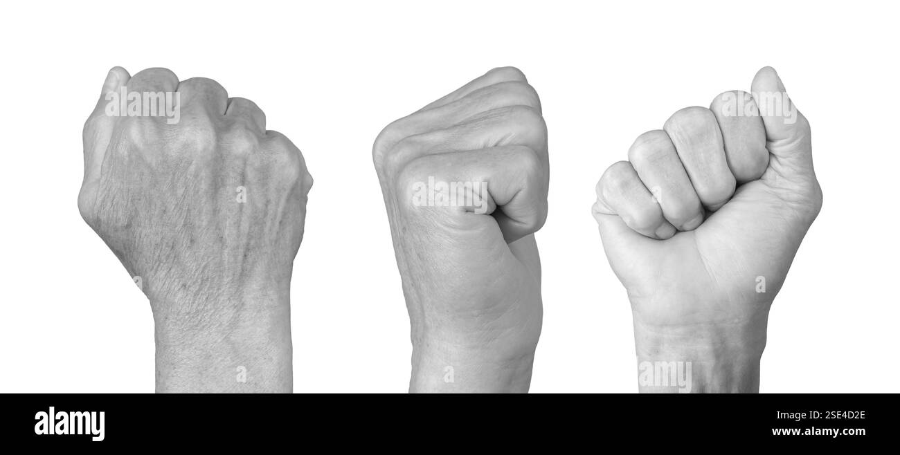 Clenched female fist raised in a powerful gesture symbolizing strength ...