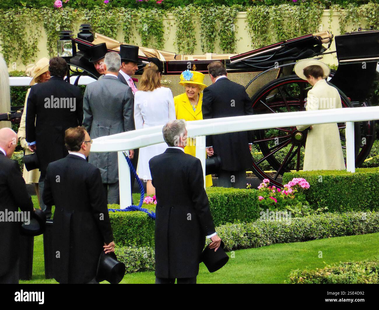 Queen Elizabeth ii wearing a yellow coat and yellow hat, with a cheeky ...