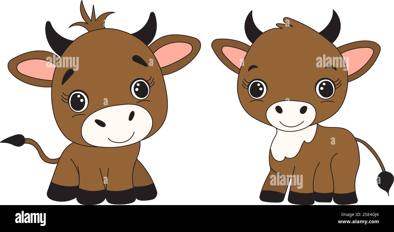 bull, calf cartoon in flat style isolated vector Stock Vector Image ...