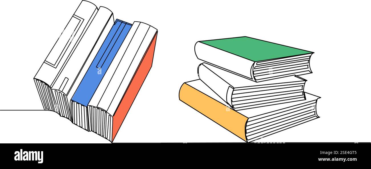books continuous line drawing isolated, vector Stock Vector Image & Art ...