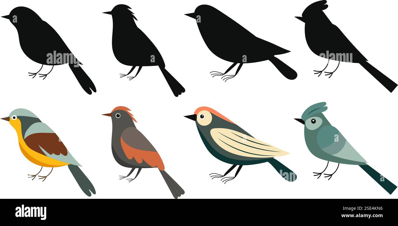 set of birds on white background, vector Stock Vector Image & Art - Alamy