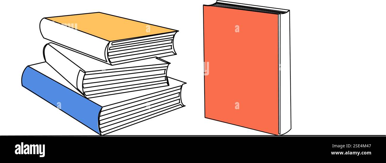 books continuous line drawing isolated Stock Vector Image & Art - Alamy