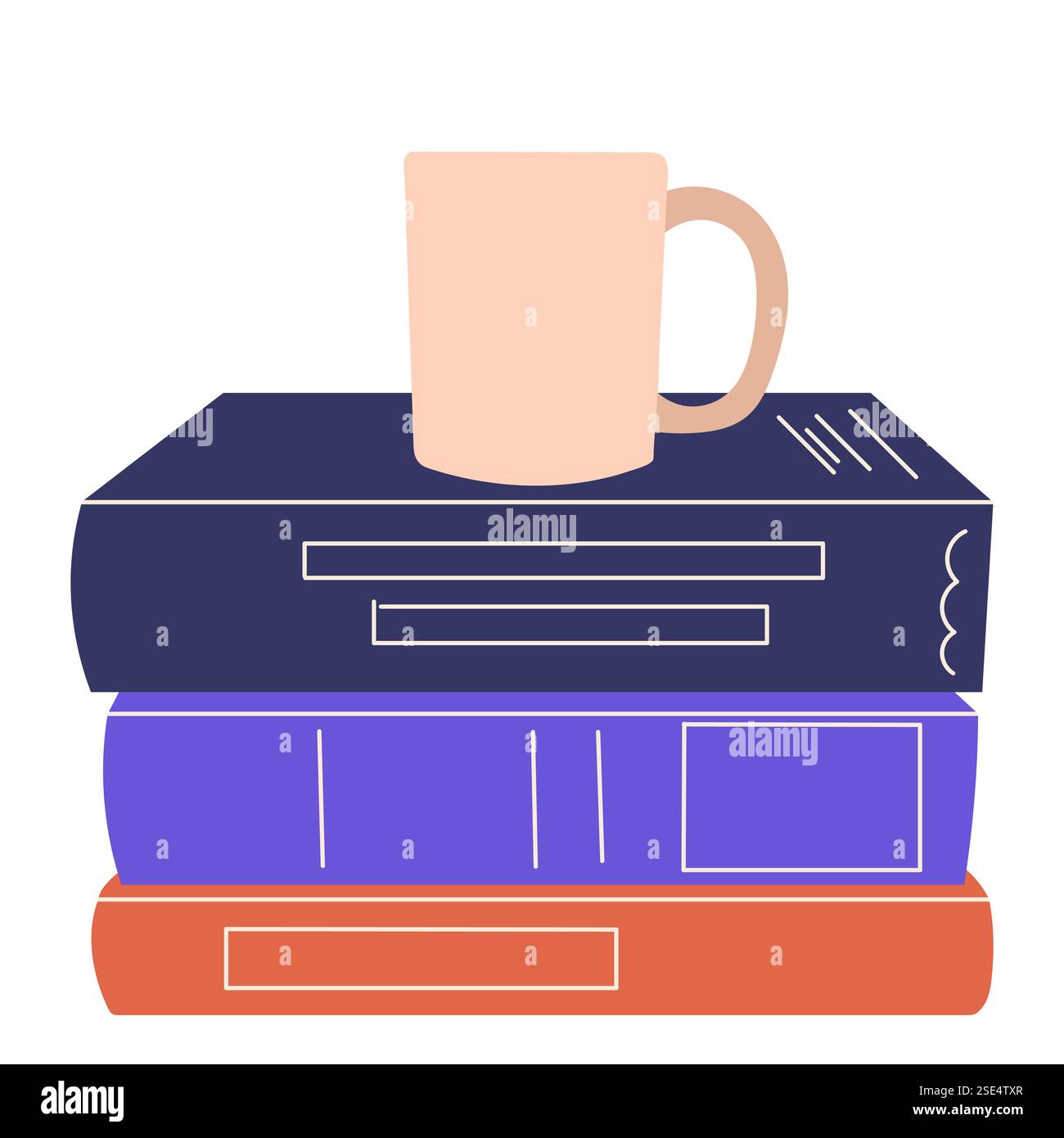 stack of books with mug in doodle style isolated, vector Stock Vector ...