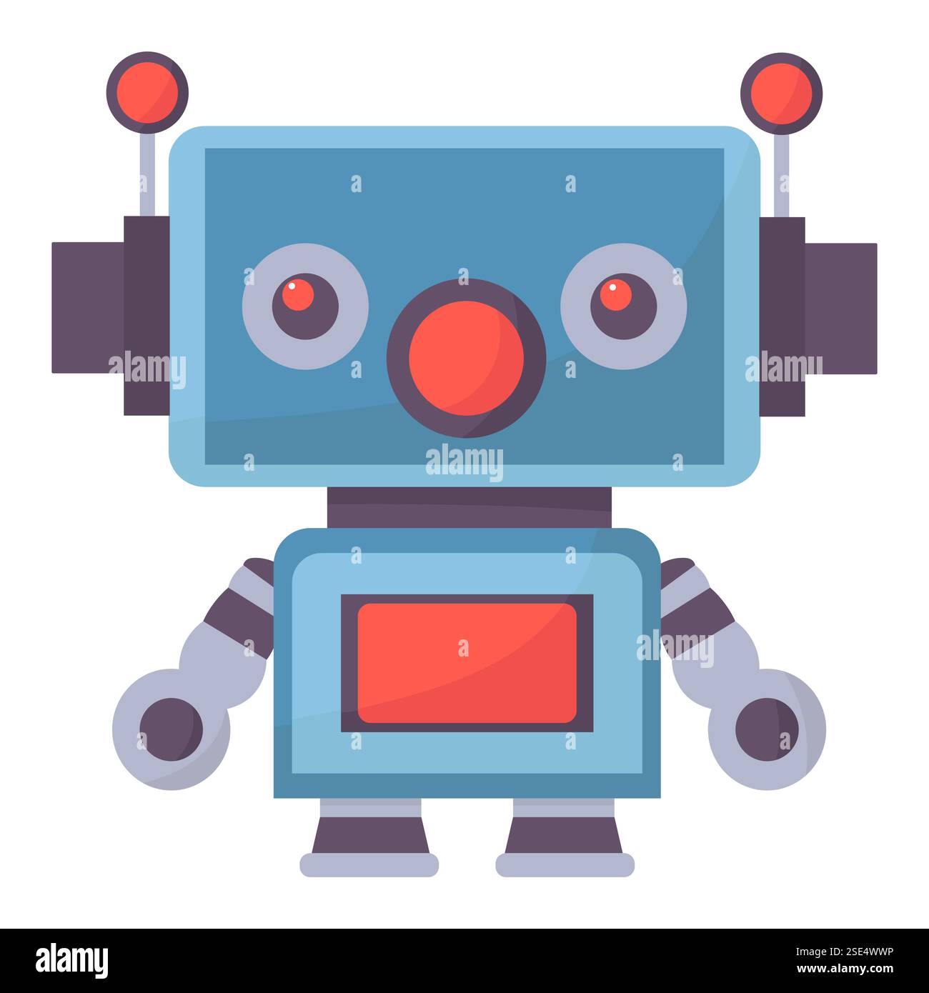 robot, android cartoon in doodle style on white background, vector ...