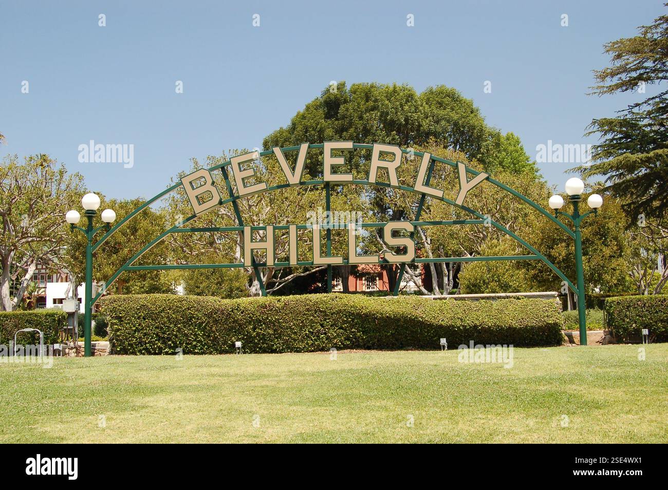 Large Beverly Hills sign in a park under sunny weather, showcasing a ...
