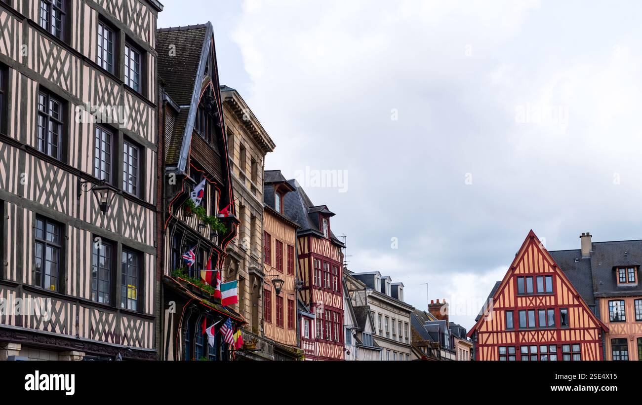 Old colourful buildings, Rouen old town, Normandy, France Stock Photo ...