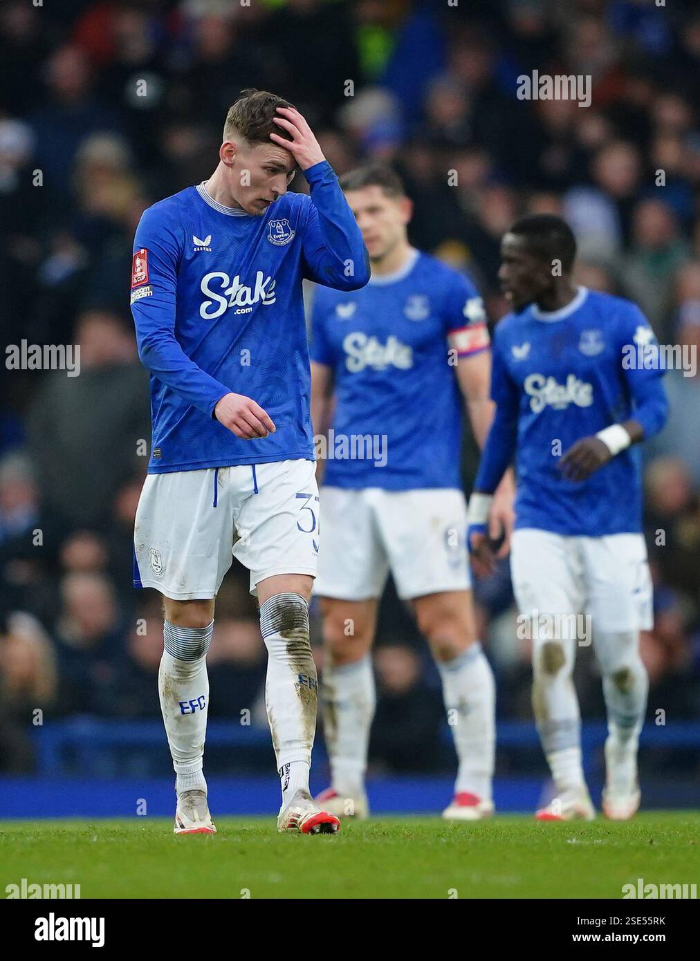 Everton's James Garner and team-mates appear dejected after Bournemouth ...