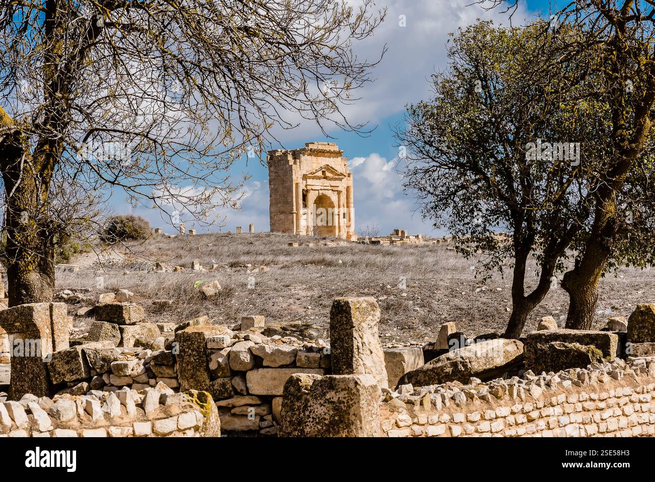 The archaeological site of Maktar in west-central of Tunisia Stock ...