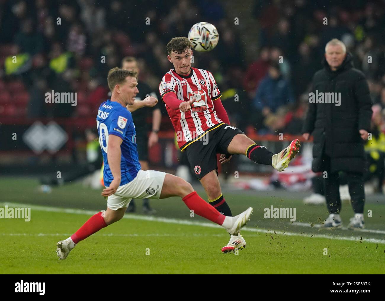 Sheffield, UK. 8th Feb, 2025. Harrison Burrows of Sheffield United gets ...