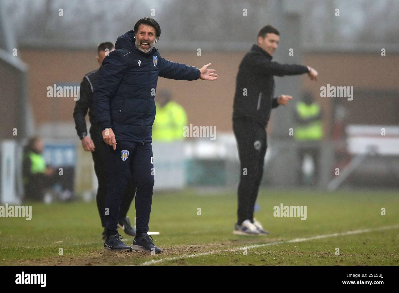 Colchester United Manager Danny Cowley reacts on the touchline during ...