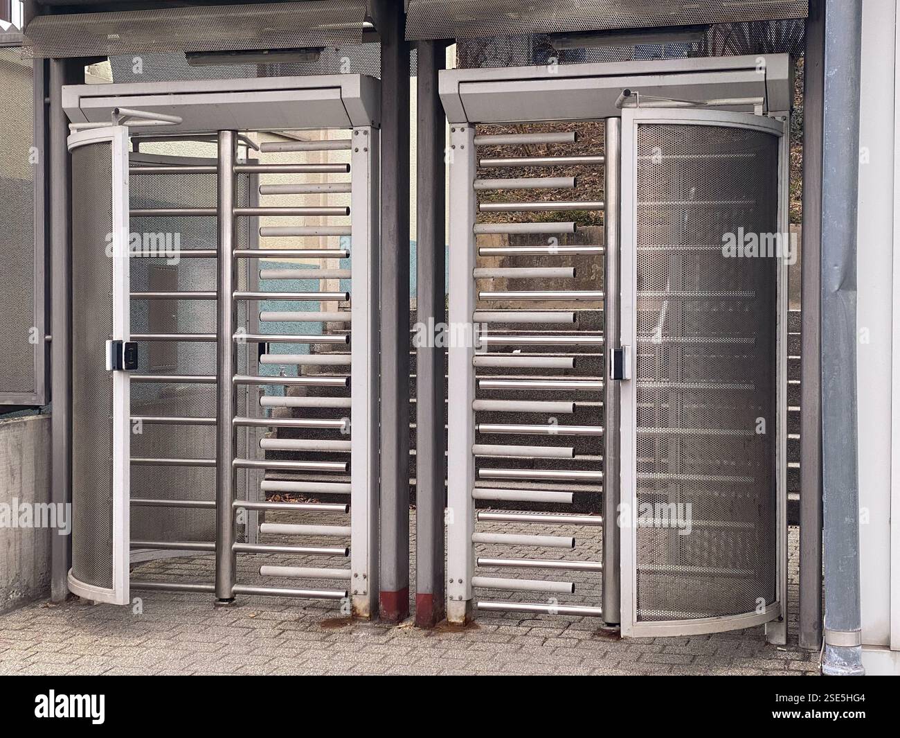 Secure Turnstile Entrance and Exit Gate for Access Control Stock Photo ...