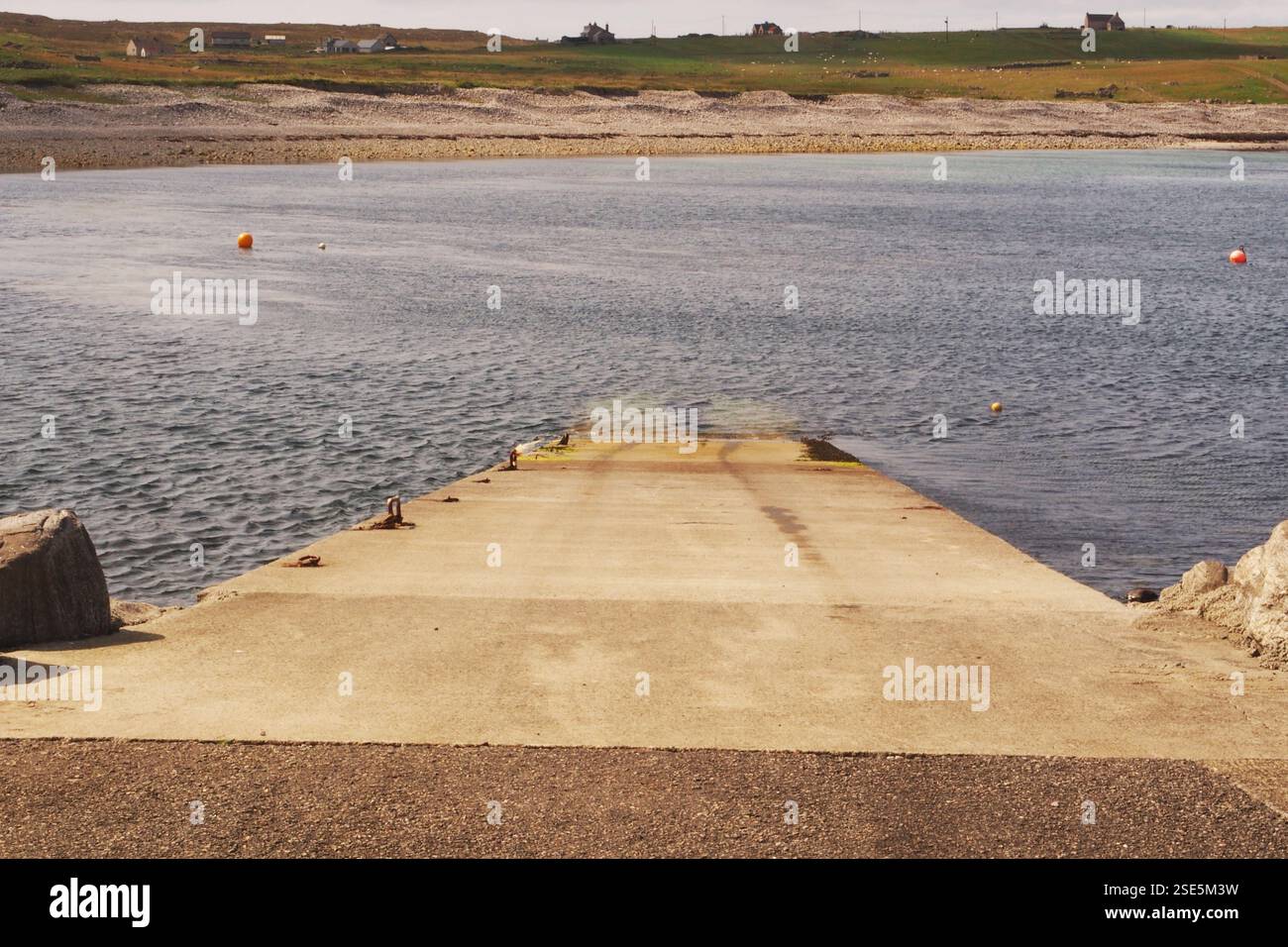 A view of the slipway into the sea at Bragar on the coast of the Isle ...