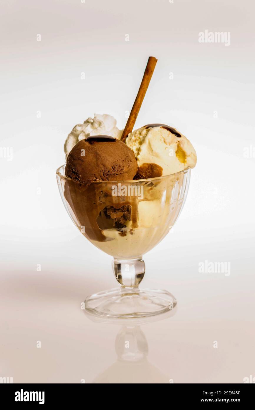 almond vanilla, chocolate ice cream, Mallorca, Spain Stock Photo - Alamy