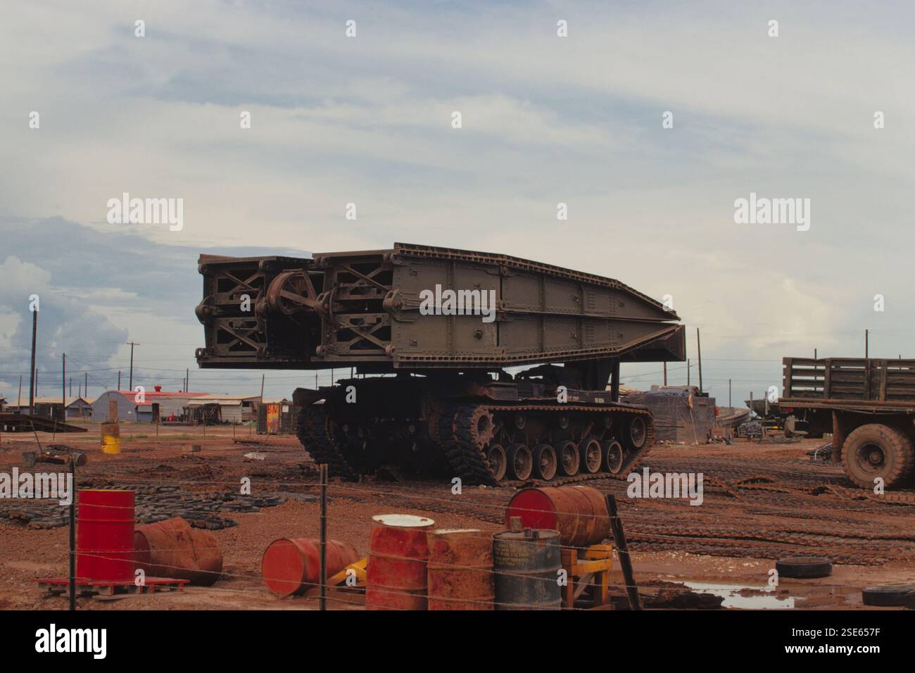 US army M60 AVLB armored vehicle with bridge in folded position Stock ...