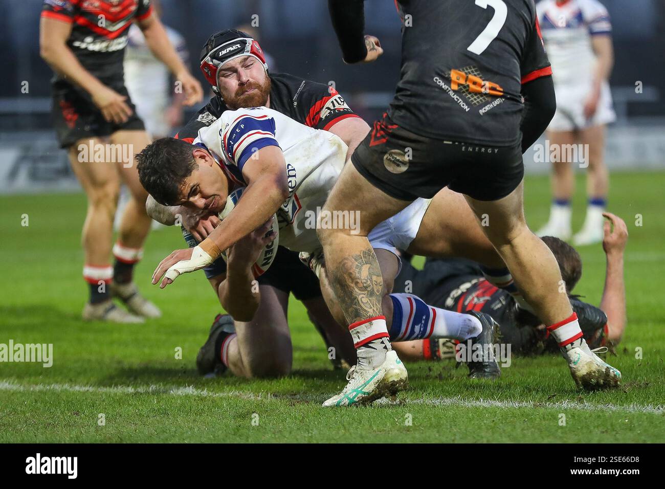Goole, UK. 08th Feb, 2025. Try Wakefield Caleb Hamlin-Uele*** during ...