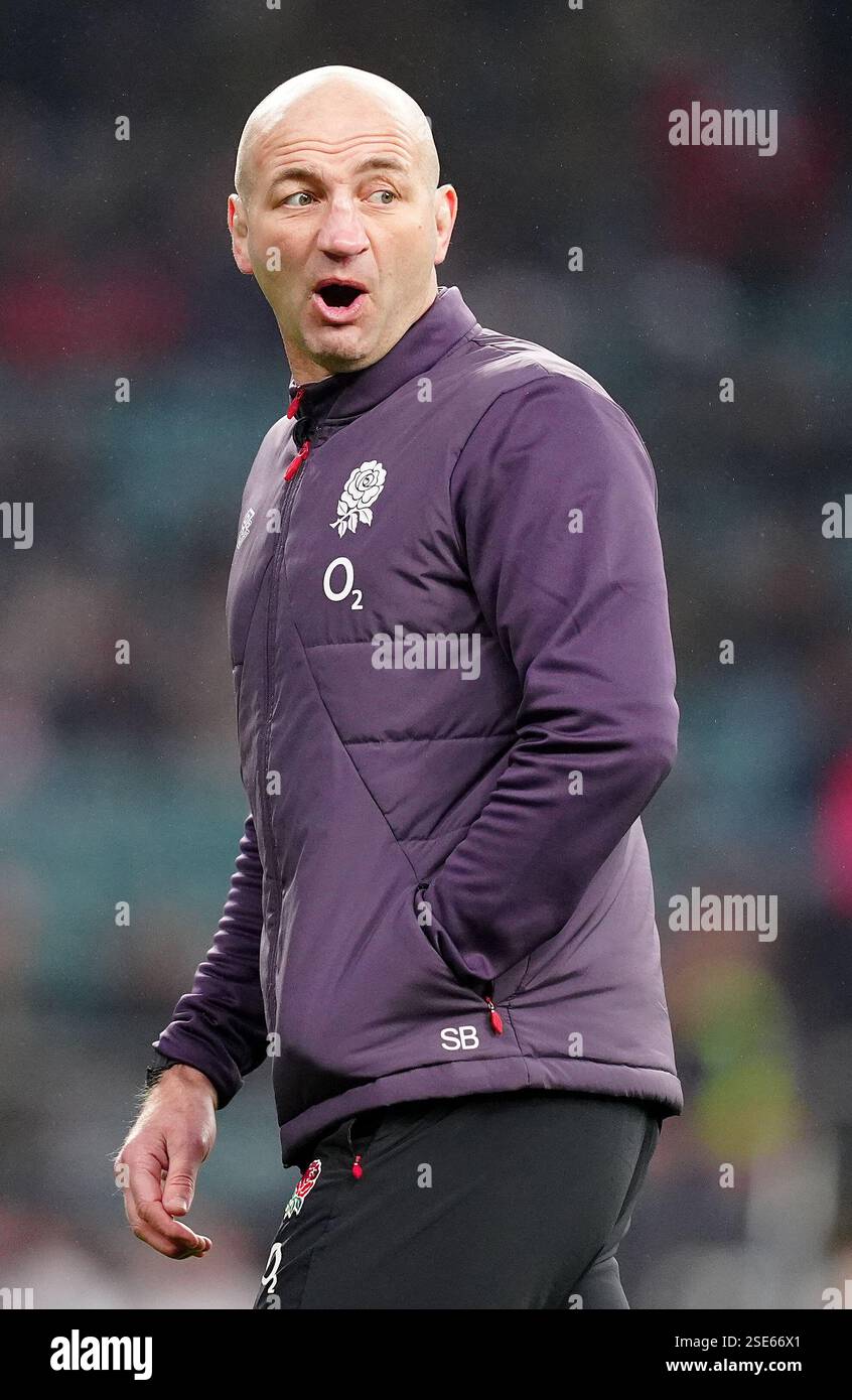 England head coach Steve Borthwick ahead of the Guinness Men's Six Nations match at Allianz ...
