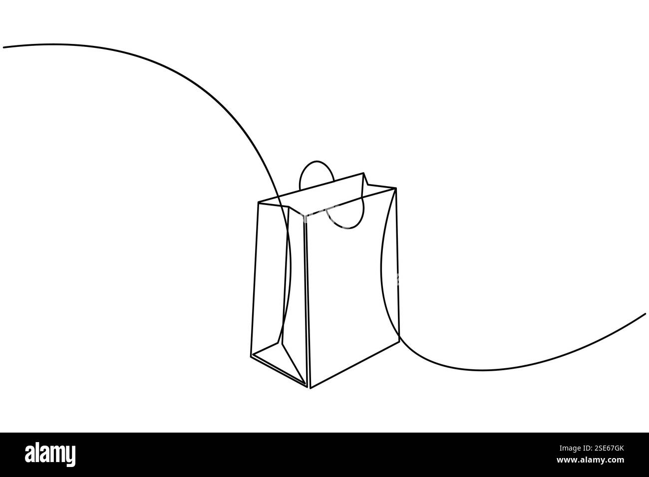 Shopping bag one line drawing and minimalist style isolate outline vector illustration Stock ...