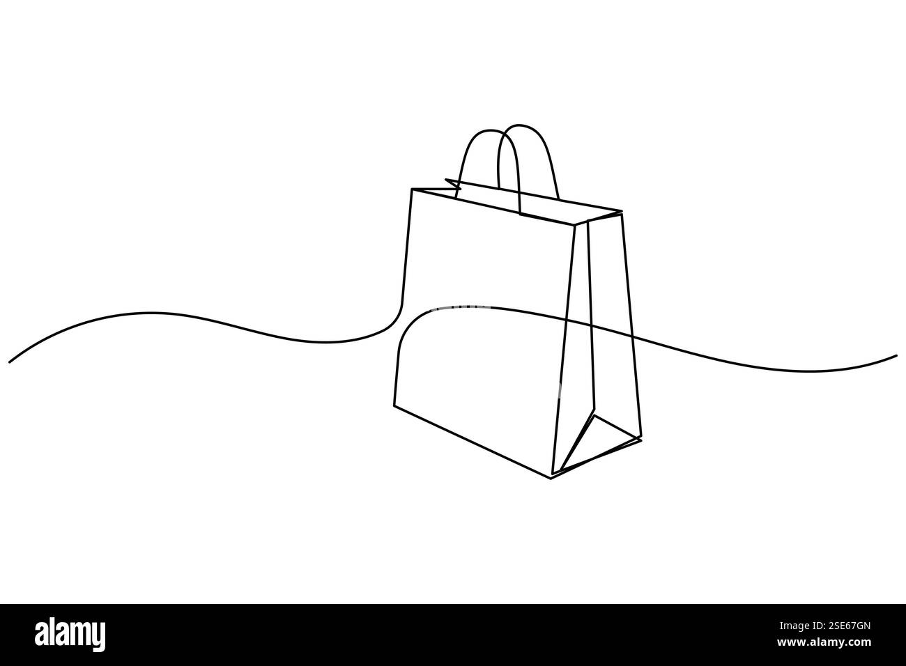 Shopping bag one line drawing and minimalist style isolate outline vector illustration Stock ...