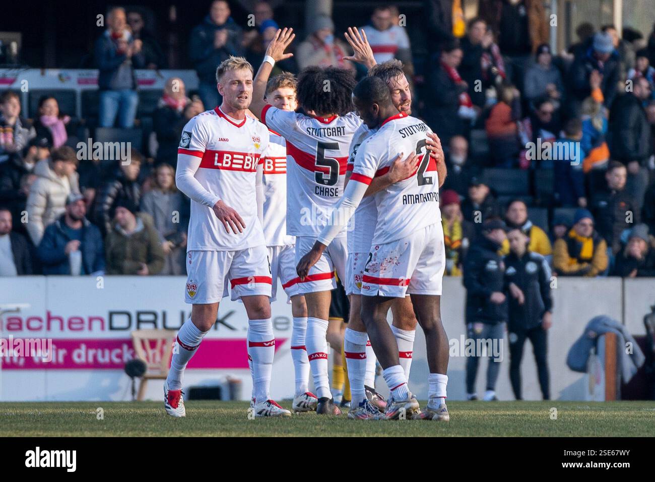 Aspach, Deutschland. 08th Feb, 2025. Anrie Chase (VFB Stuttgart II, #05 ...