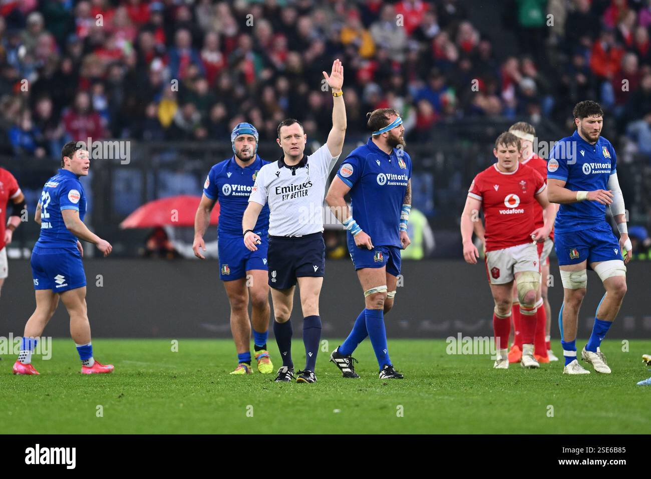 Referee Matthew Carley during the Guinness Men's Six Nations match at ...