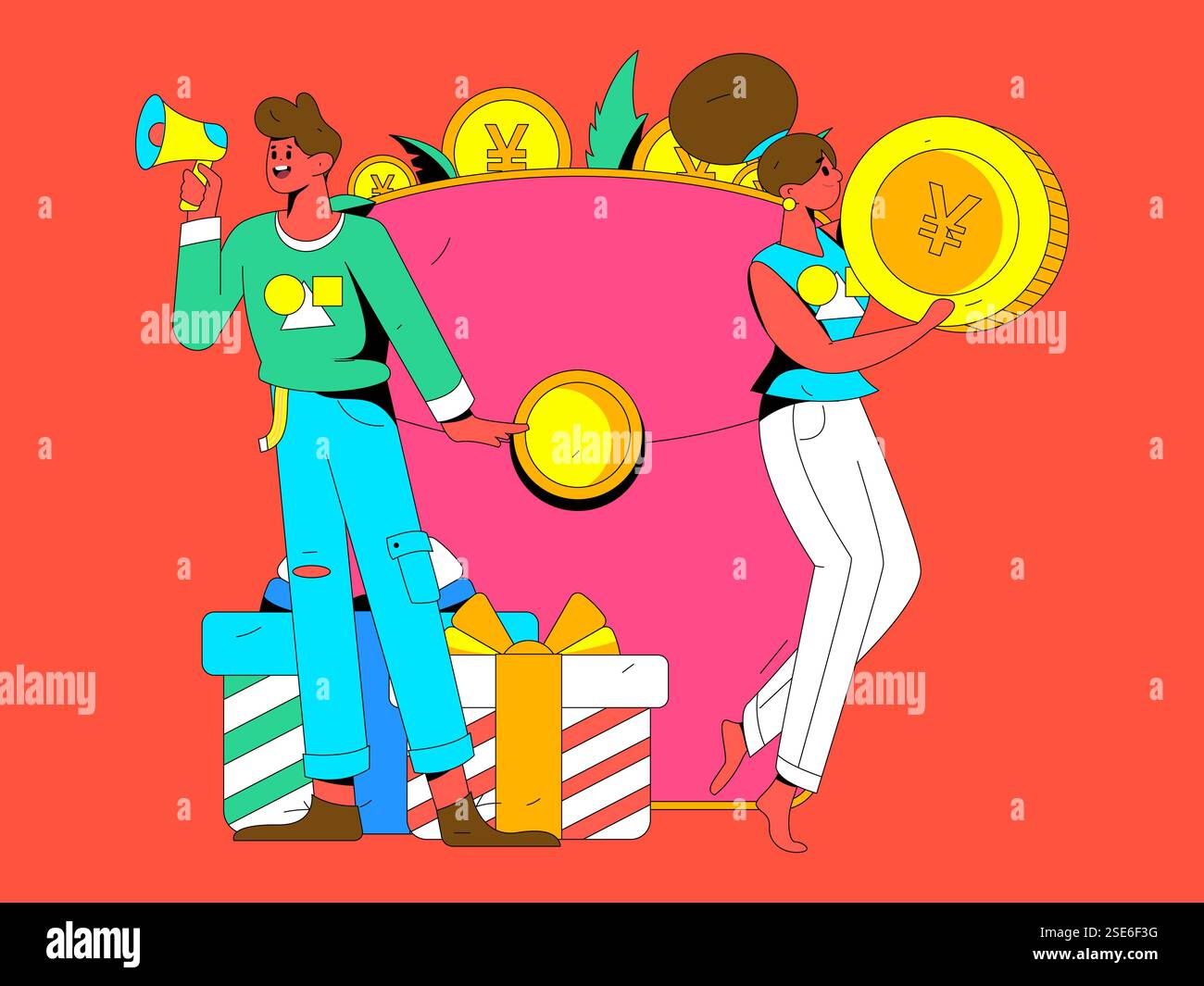 Use red envelopes to attract new customers and promote activity. Flat ...