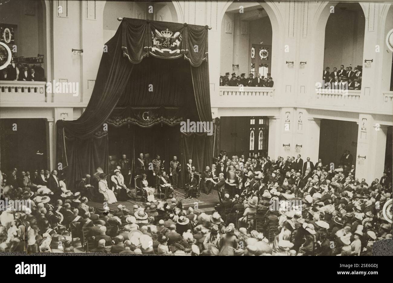 Ghent, 13/04/1913. Solemn opening of an event. The King and Queen of ...