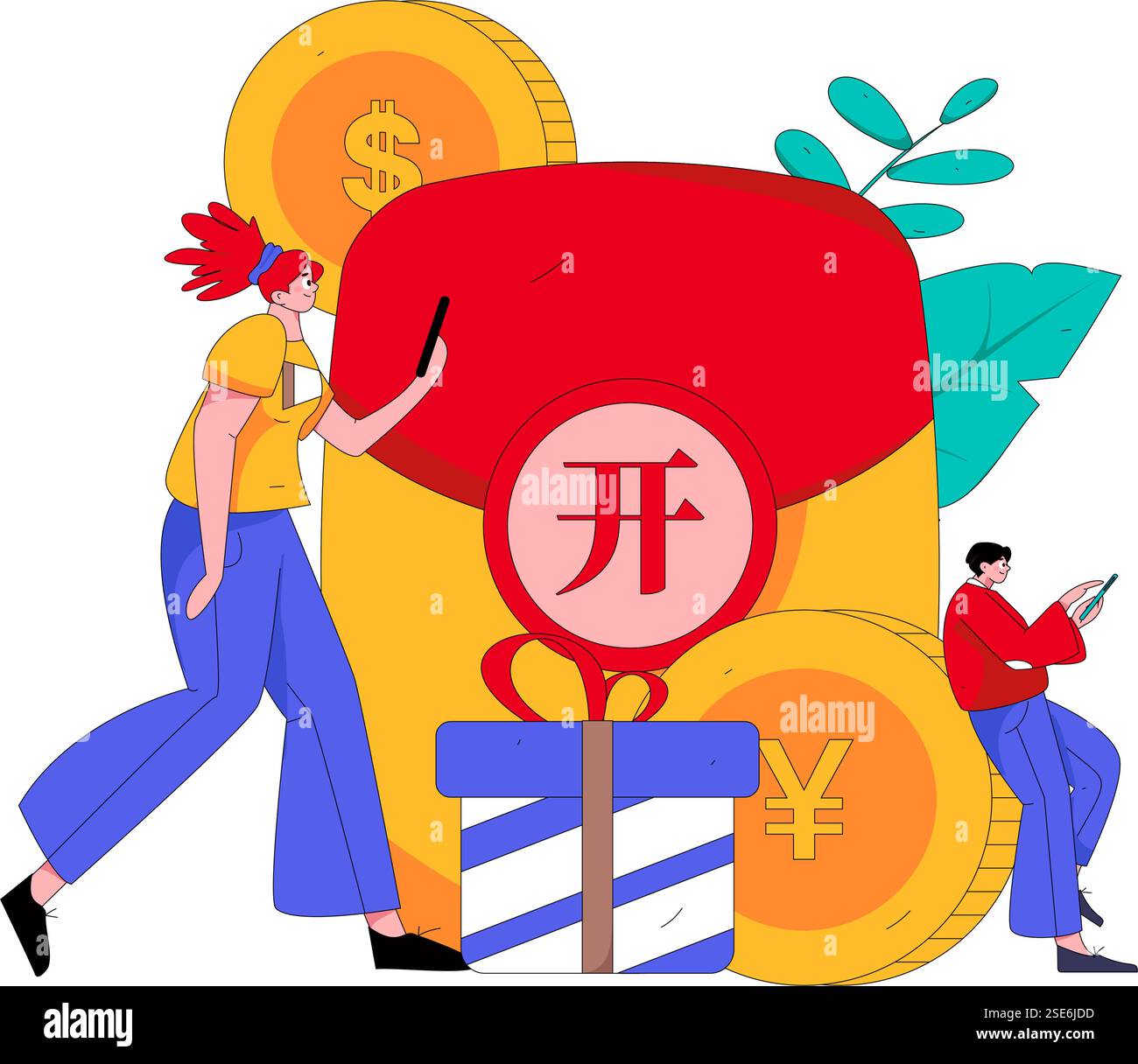 Use red envelopes to attract new customers and promote activity. Flat ...