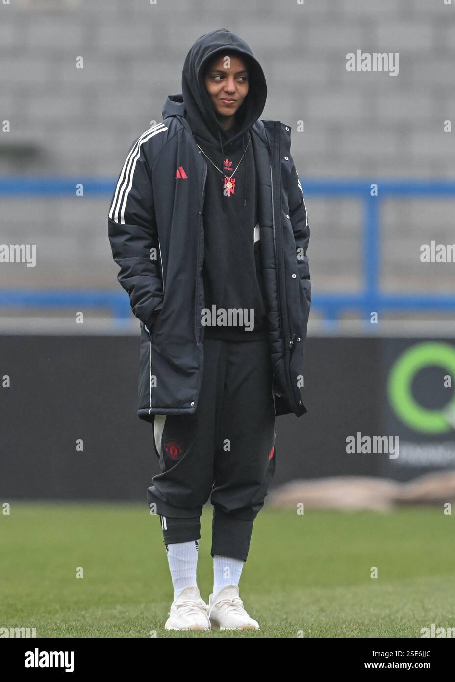 Manchester United's Geyse da Silva Ferreira inspects the pitch ahead of ...