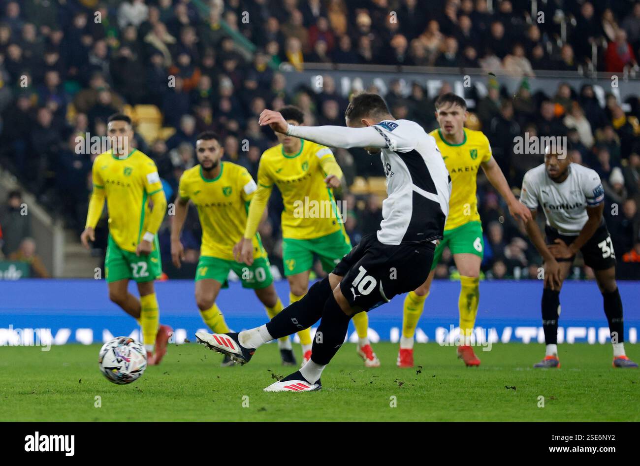 Derby County's Jerry Yates scores his sides first goal from the penalty ...