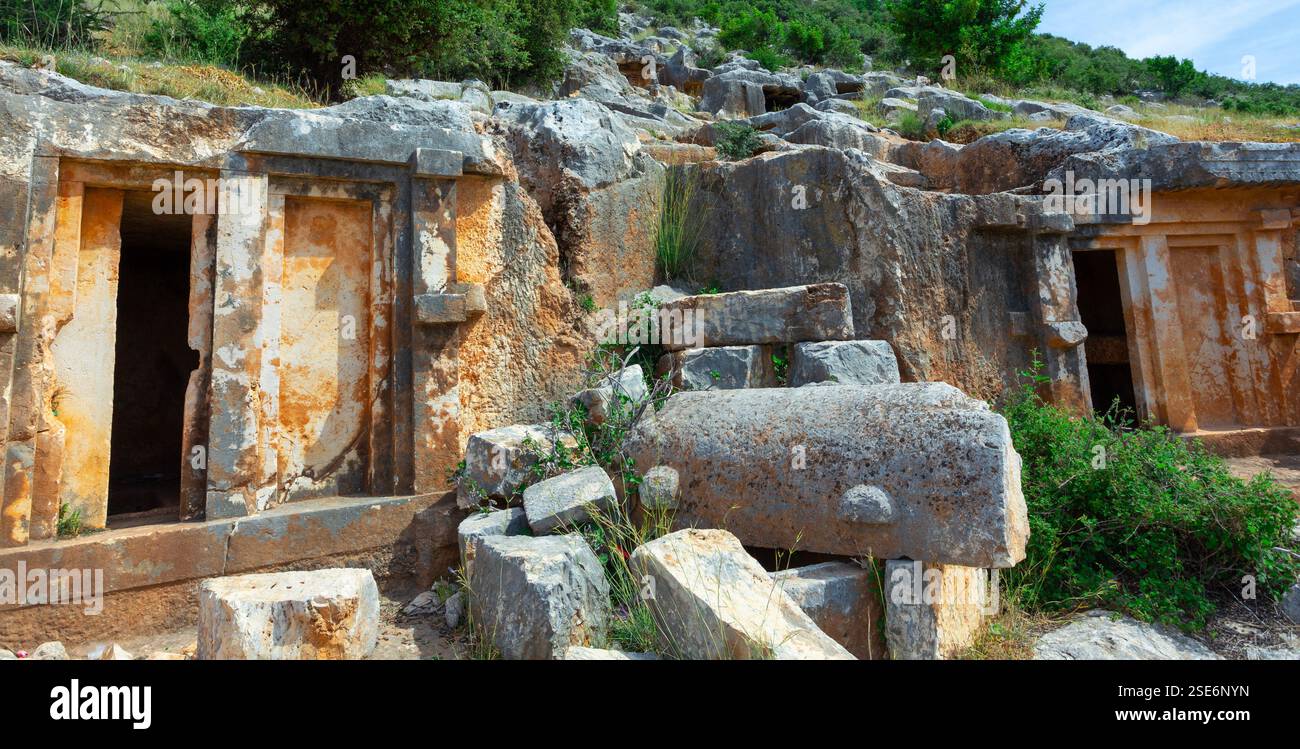 Ancient antique burial in the rocks in Demre. Turkey Stock Photo - Alamy