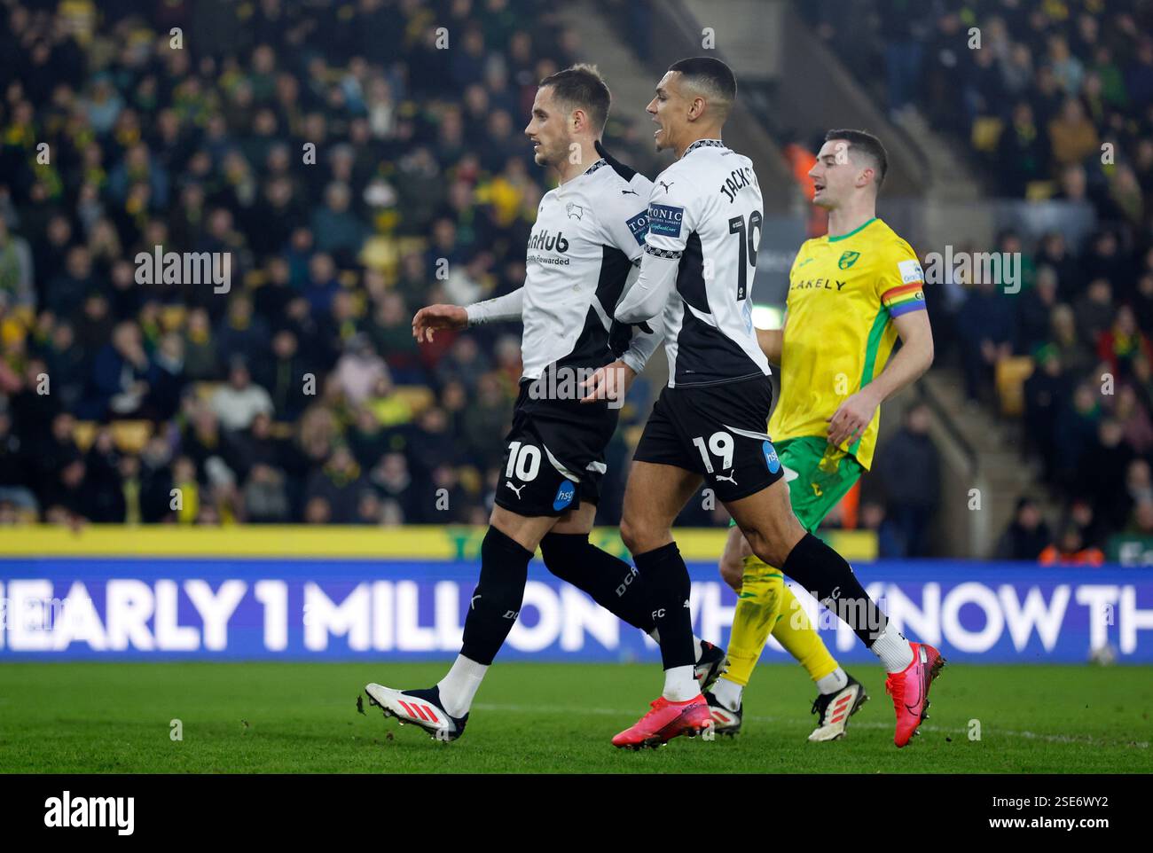 Derby County's Jerry Yates (left) celebrates with Kayden Jackson after ...