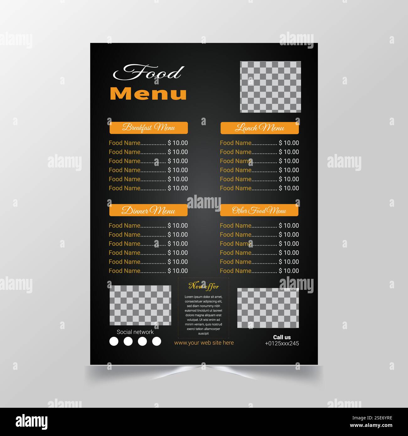Restaurant food menu poster design template Food Menu with Bold ...