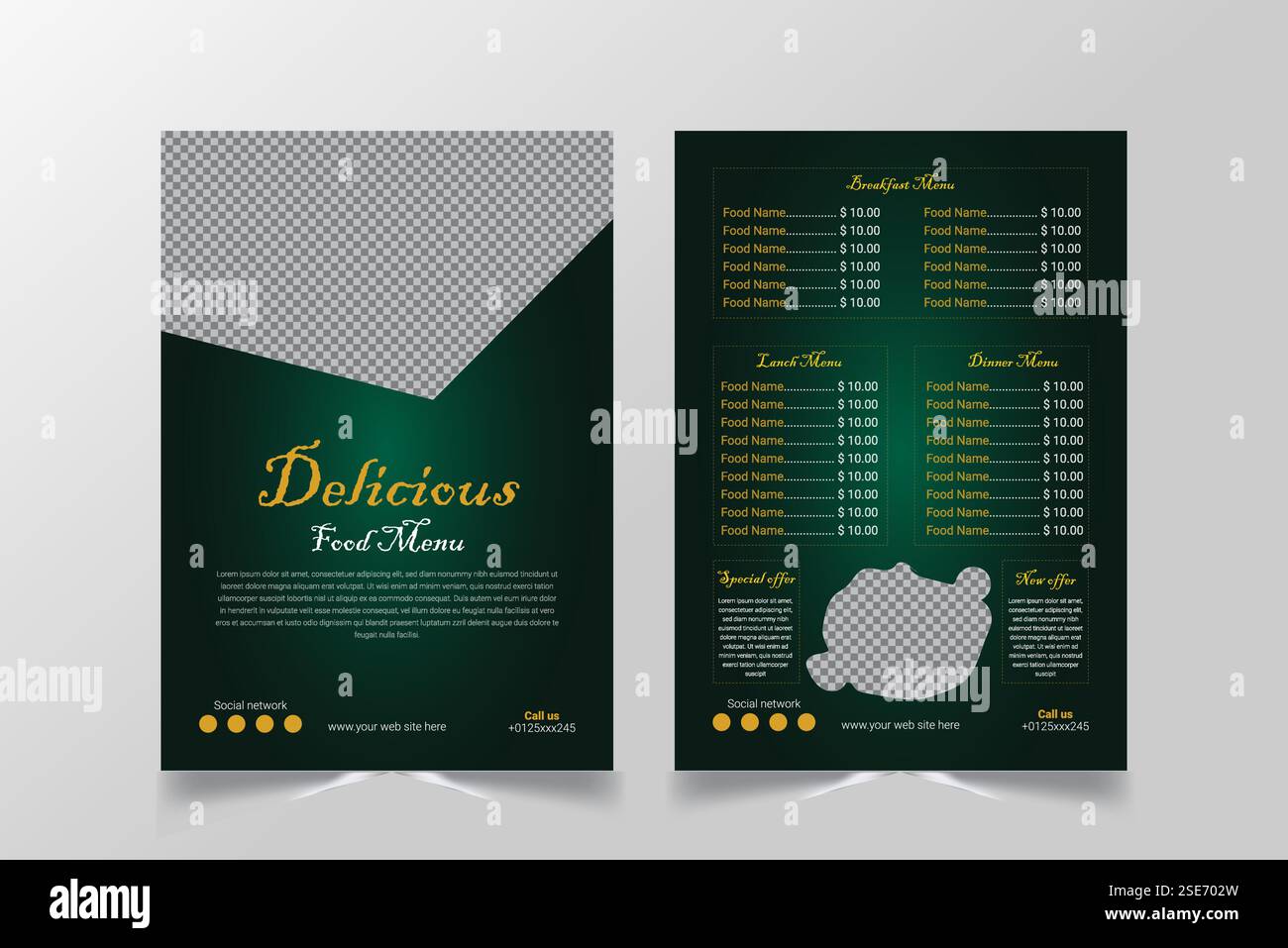 Restaurant food menu poster design template Food Menu with Bold ...