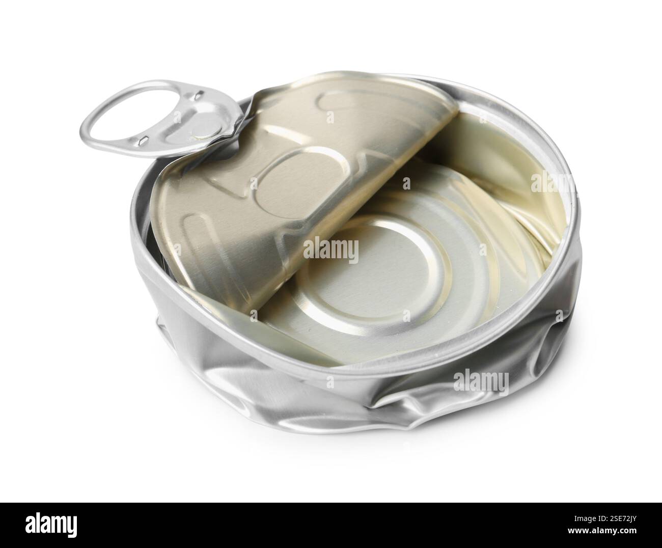 One crumpled tin can isolated on white Stock Photo - Alamy
