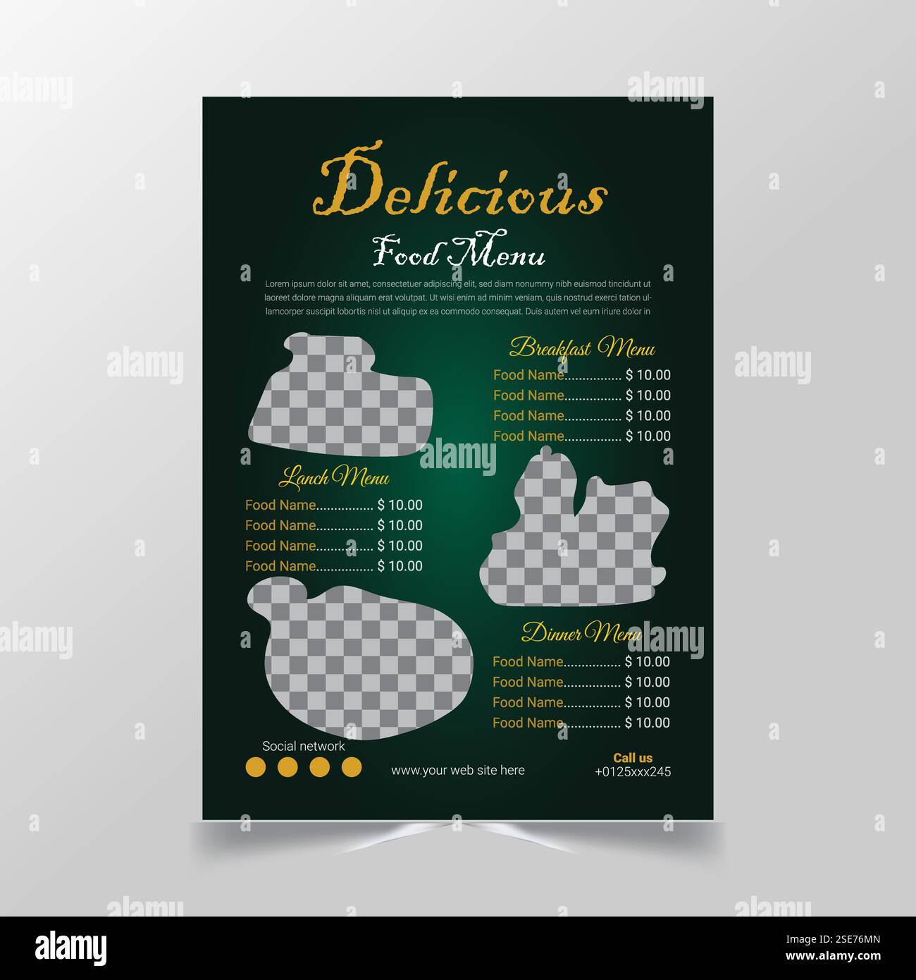Restaurant food menu poster design template Food Menu with Bold ...