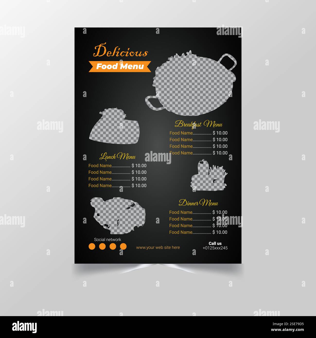 Restaurant food menu poster design template Food Menu with Bold ...