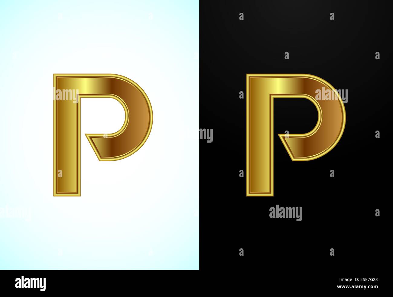 English capital letter P in gold color. Graphic alphabet symbol for ...