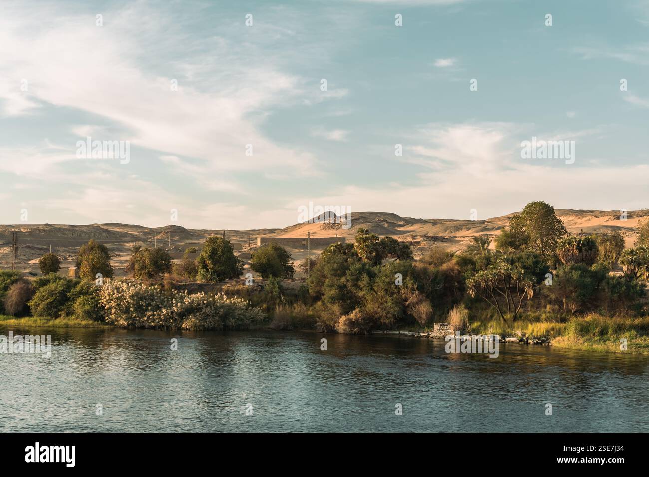 Nile landscape view from boat near Aswan Stock Photo - Alamy