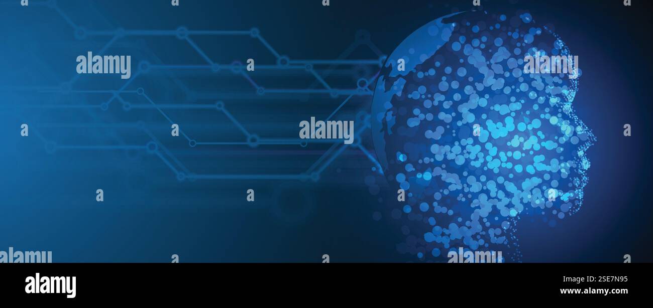 Abstract Artificial intelligence. Cloud computing. Machine learning. Technology web background ...