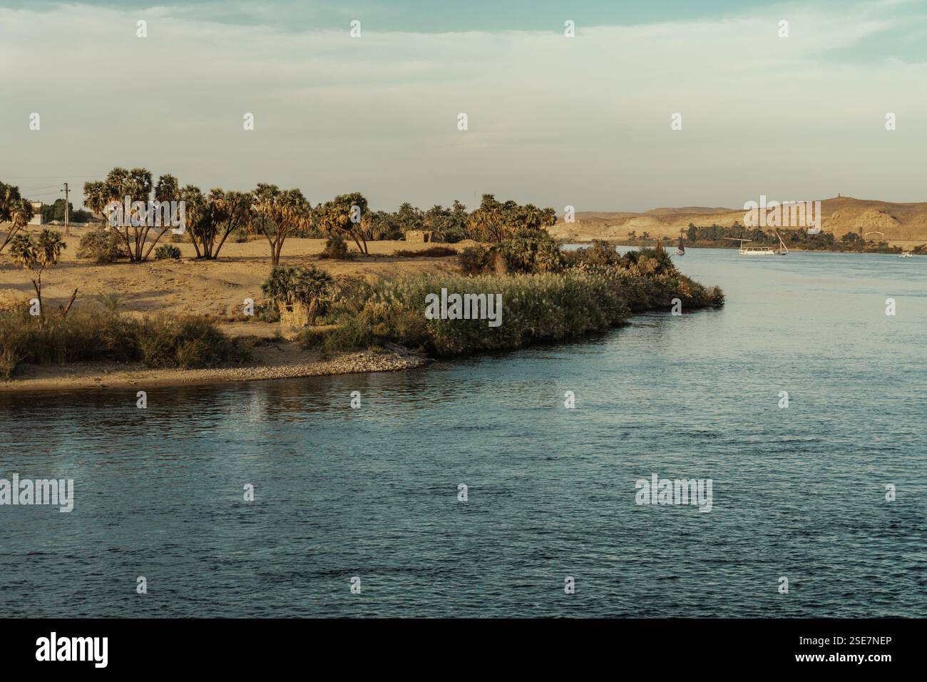 Nile landscape view from boat near Aswan Stock Photo - Alamy